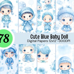 Cute Blue Digital Paper Instant Download. Baby Blue Pattern. Blue ...