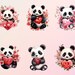Watercolor Valentine Panda Clipart, Love Clipart, Cute Panda Png, Baby ...
