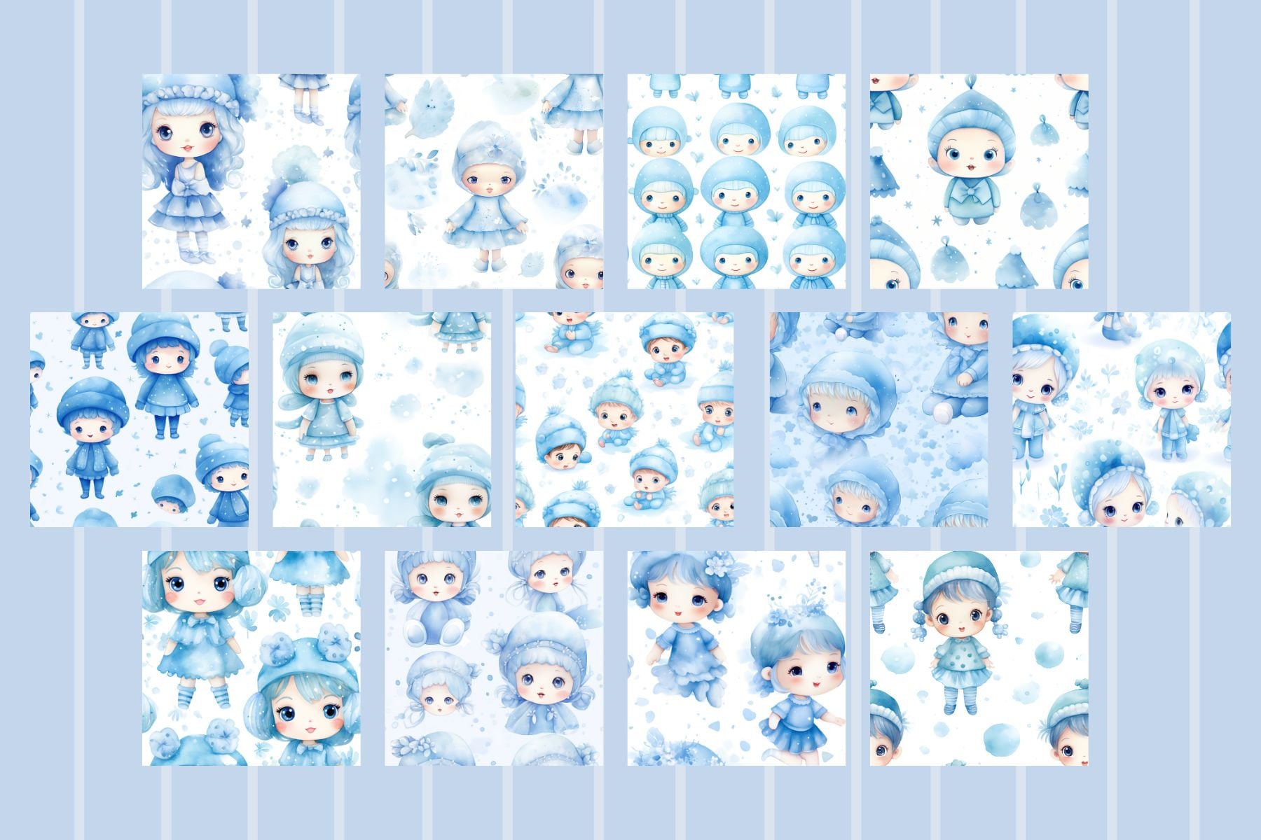 Cute Blue Digital Paper Instant Download. Baby Blue Pattern. Blue ...