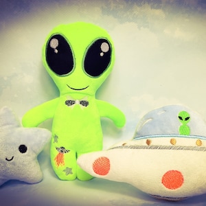 Alien Stuffie ITH Alien Bundle Ufo Star ITH Embroidery Machine Pattern ...