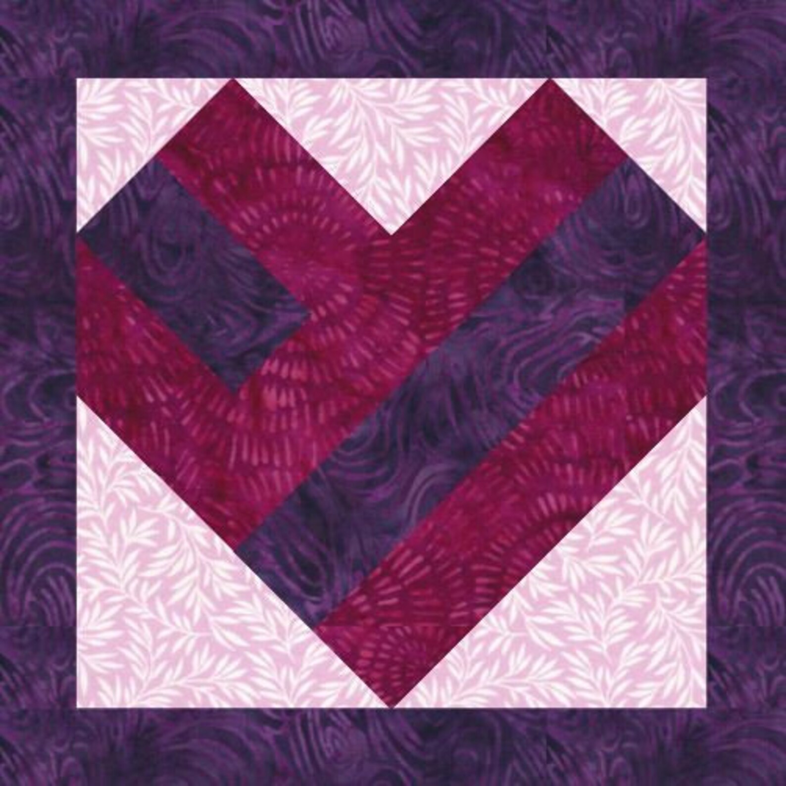 ITH Quilt Block HEART Paper Piece 4x4 5x7 and 8x8 Mug Rug Heart ...