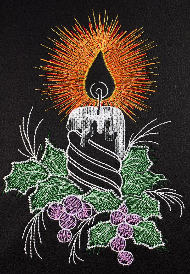 Christmas Candle Embroidery Design, Candle Design, Candle Ith, Candle ...