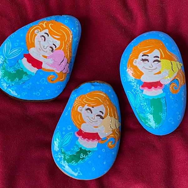 Mermaid Painted Rocks - Etsy