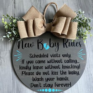 New Baby Sign, New, Baby, Newborn, Infant, Baby Rules, Wood, Door ...