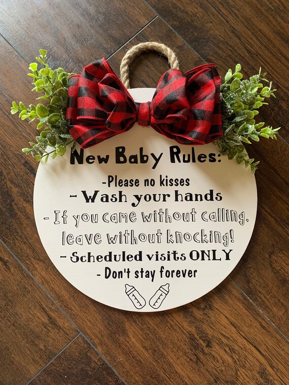 New Baby Sign New Baby Newborn Infant Baby Rules Wood - Etsy