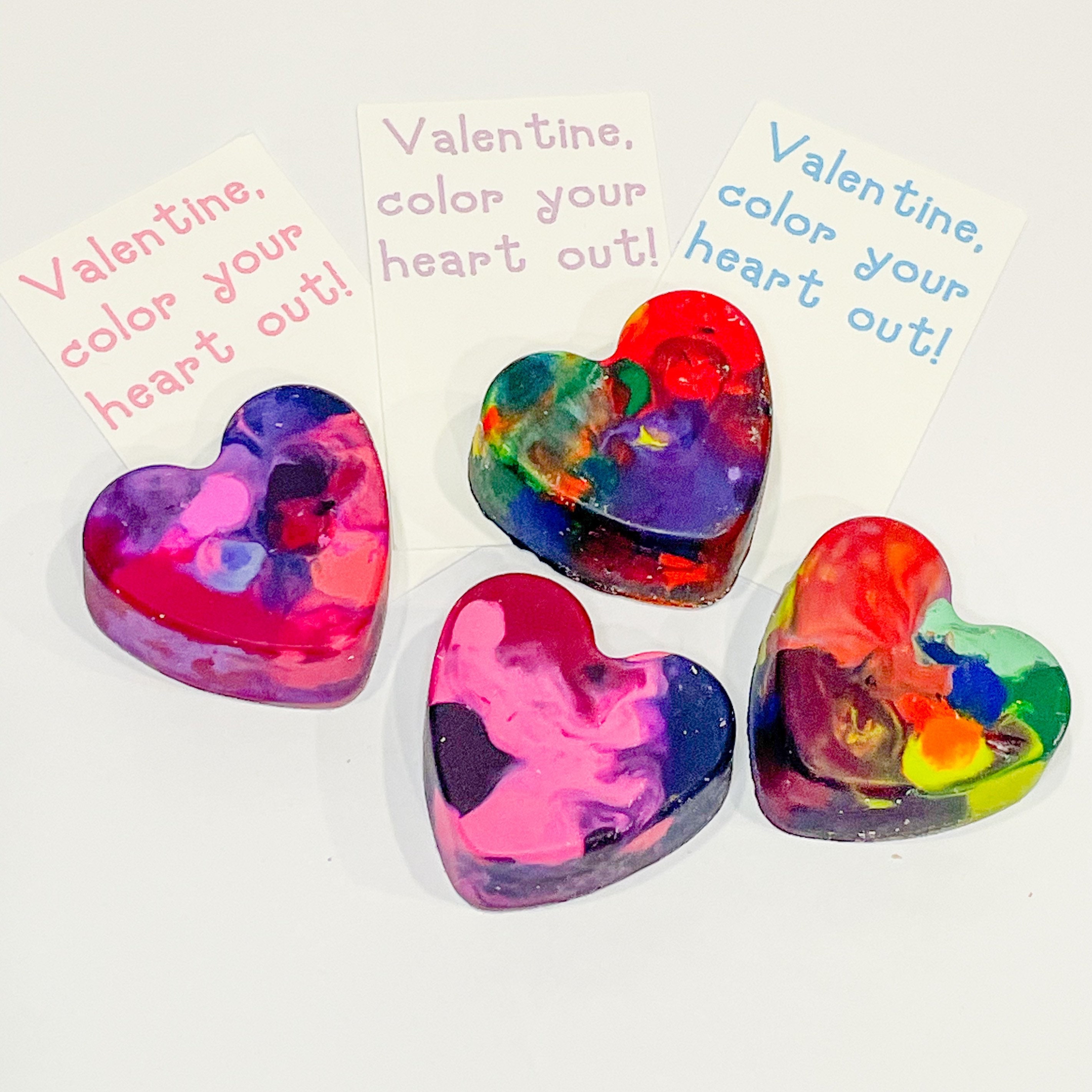 Heart Crayon Valentines Class Valentines Crayola Heart | Etsy
