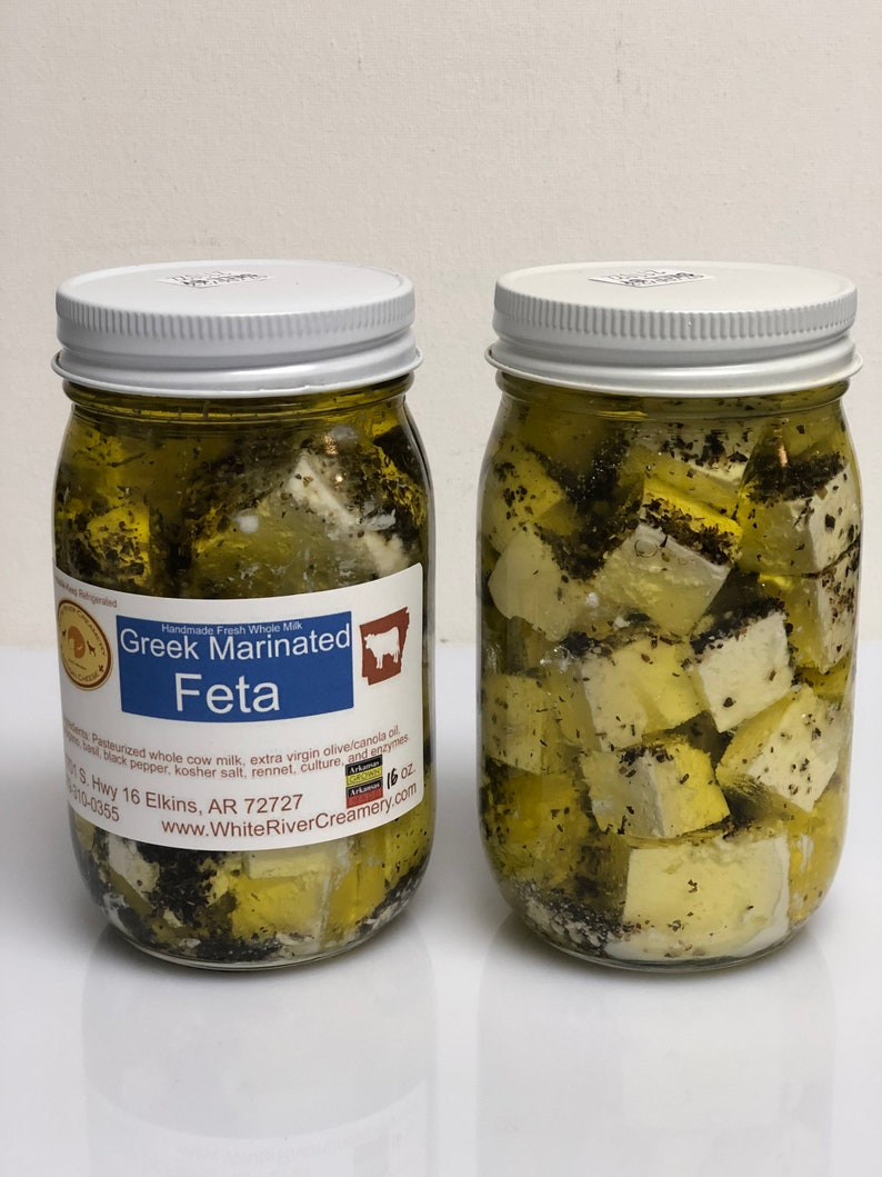 Greek Marinated Cow Feta Cheese Jar With Oregano Basil and Black Pepper ...