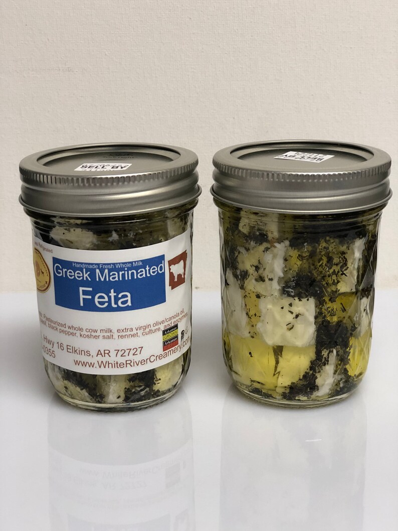 Greek Marinated Cow Feta Cheese Jar With Oregano Basil and Black Pepper ...