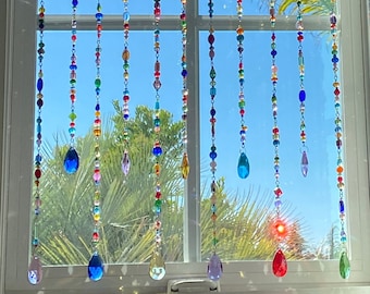 9 Strand Celestial Sun Catcher Curtain, Glass Beaded Window Curtain ...
