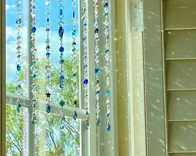 9 Strand Celestial Sun Catcher Curtain, Glass Beaded Window Curtain ...
