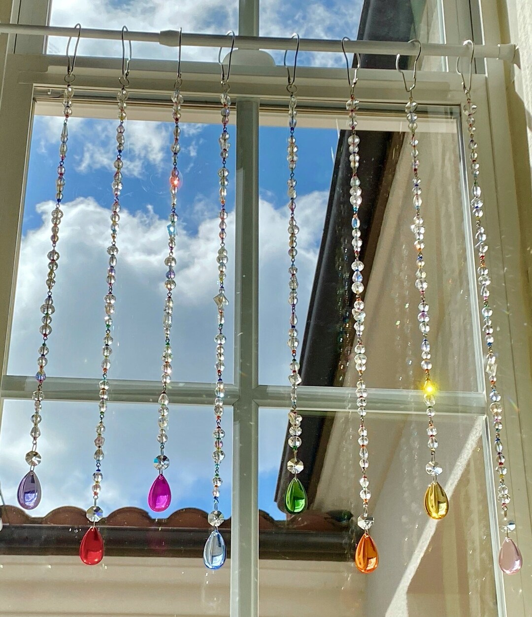 Window Suncatcher Strand, 22 or 24 L Glass Beaded Sun Catcher With ...