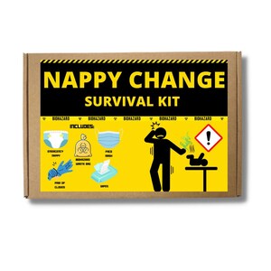 Nappy Change Survival Kit Joke Gift New Parents Baby Shower Daddy to Be ...
