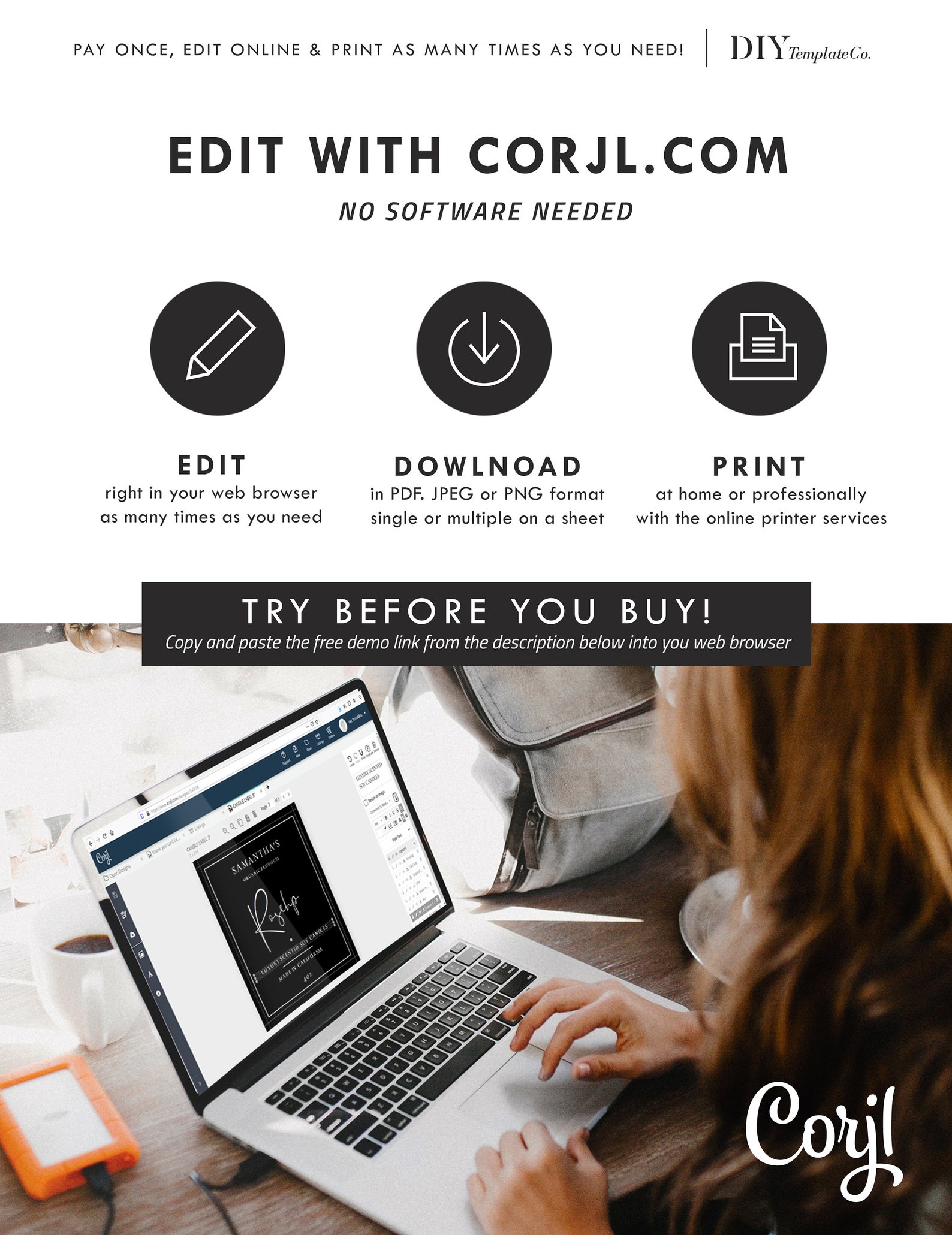 Editable Label Template DIY Warning Labels 2x2'' | Etsy