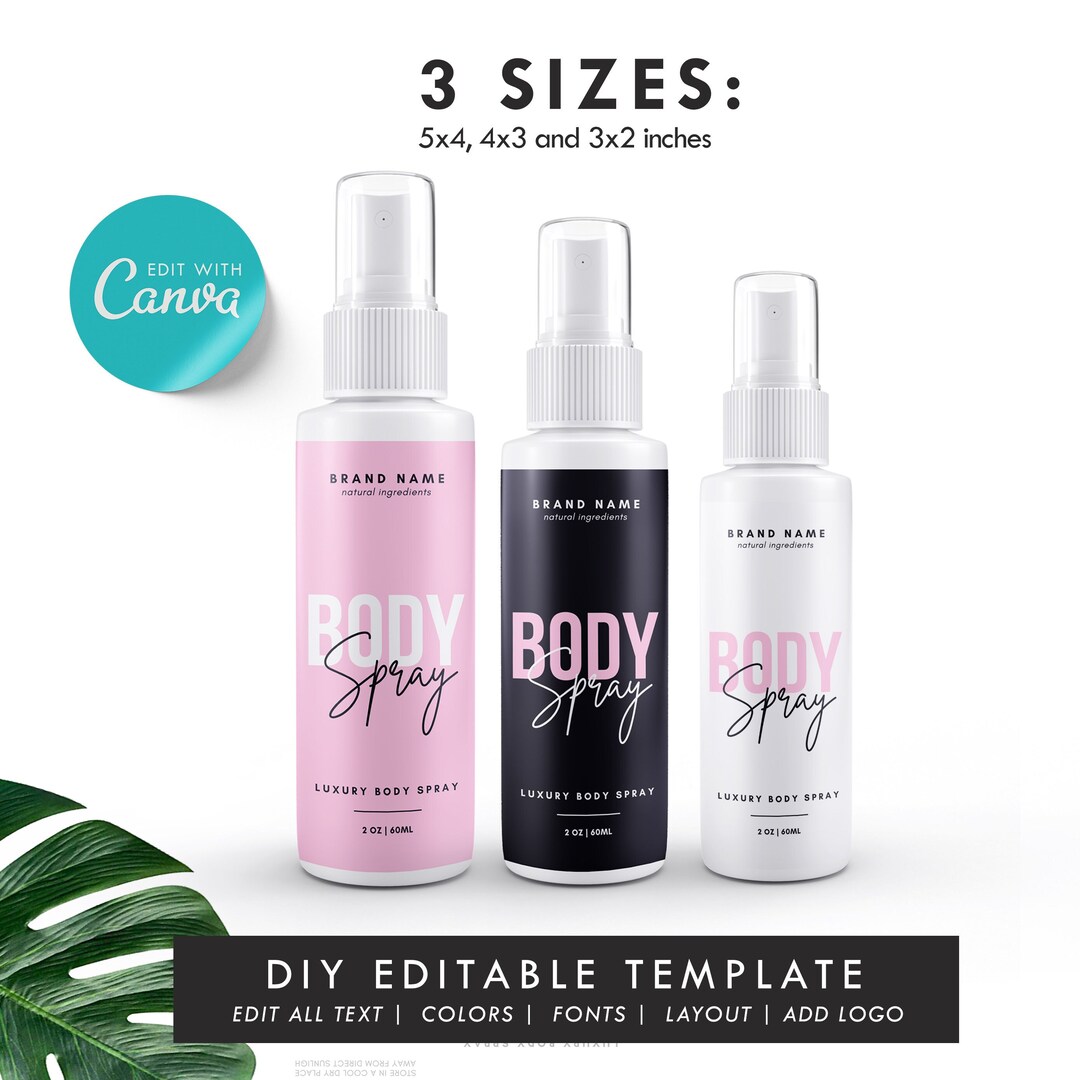 DIY Body Spray Label Templatem Bottle Label Design, Editable Canva ...