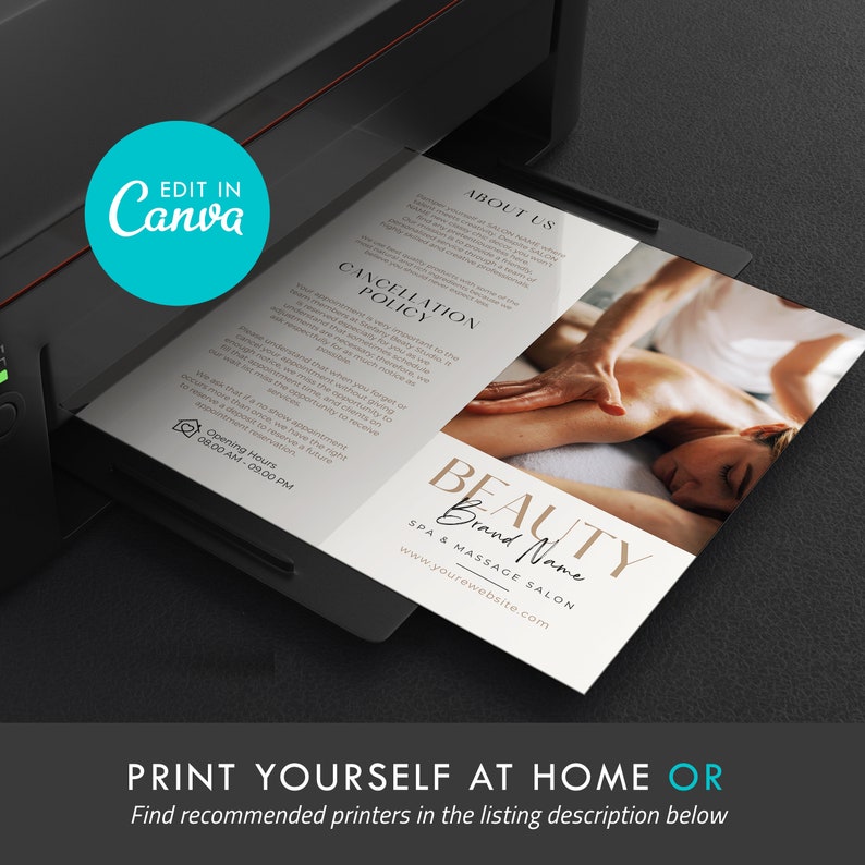 Stylish Trifold Brochure Template Design, DIY Editable Beauty Salon ...