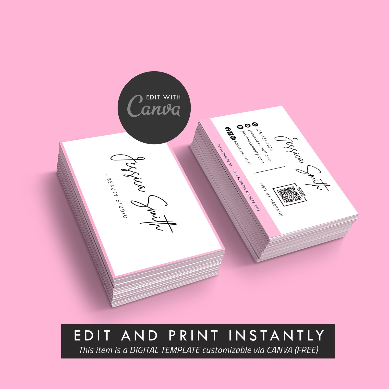 Printable Business Card Template DIY Business Card Template - Etsy