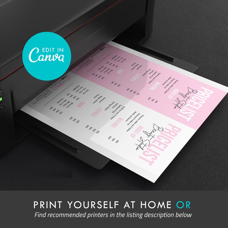DIY Digital Price List Set, Canva Editable Template, DIY Price List ...