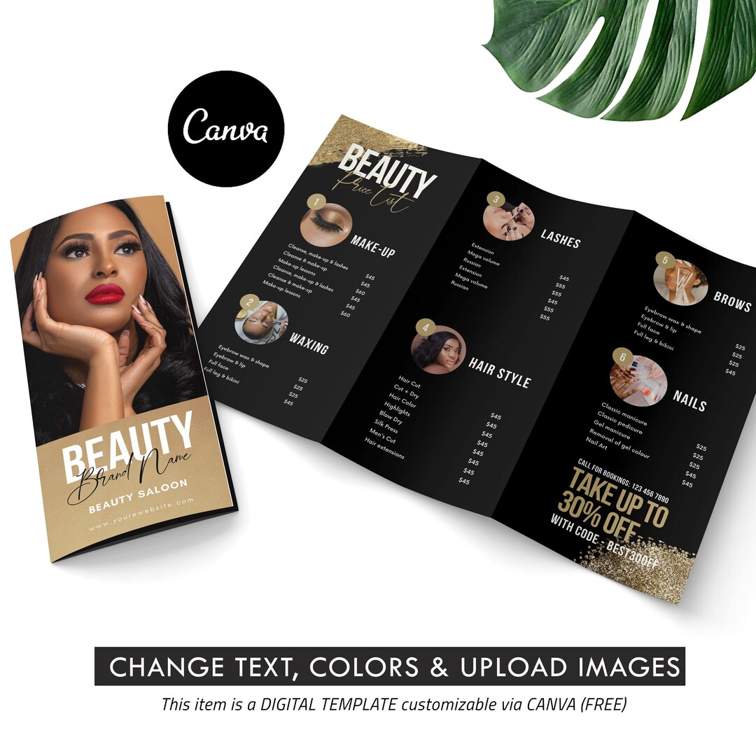 Brochure Template Canvaeditable Beauty Salon Leaflet DIY - Etsy