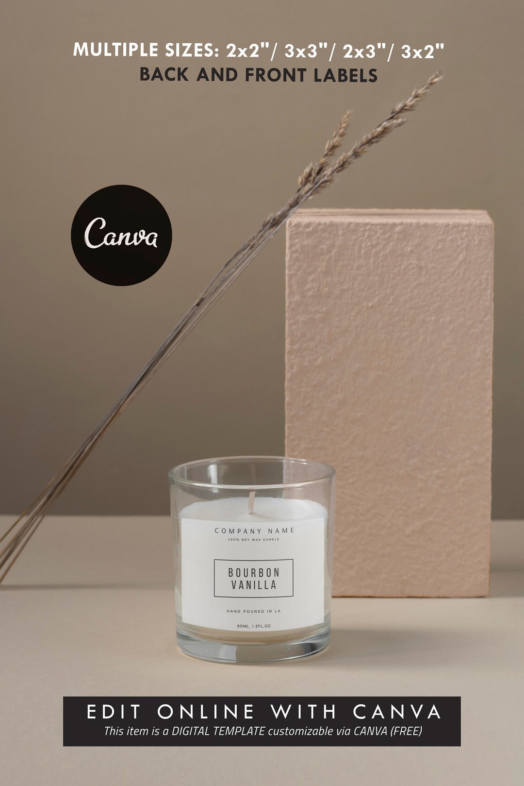 Editable Canva Label Templates | DIY Candle Printable Label Designs ...