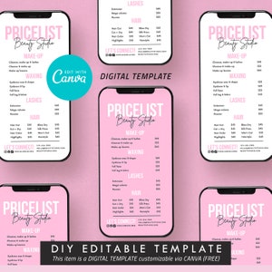 DIY Digital Price List Set, Canva Editable Template, DIY Price List ...