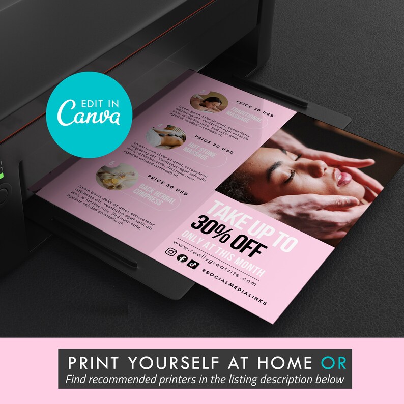 Canva DIY Trifold Brochure Template Editable Beauty Pink - Etsy