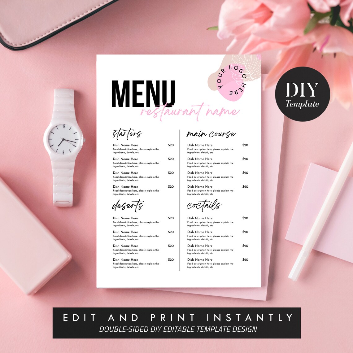 Canva DIY Restaurant Food Menu Business Menu Template - Etsy