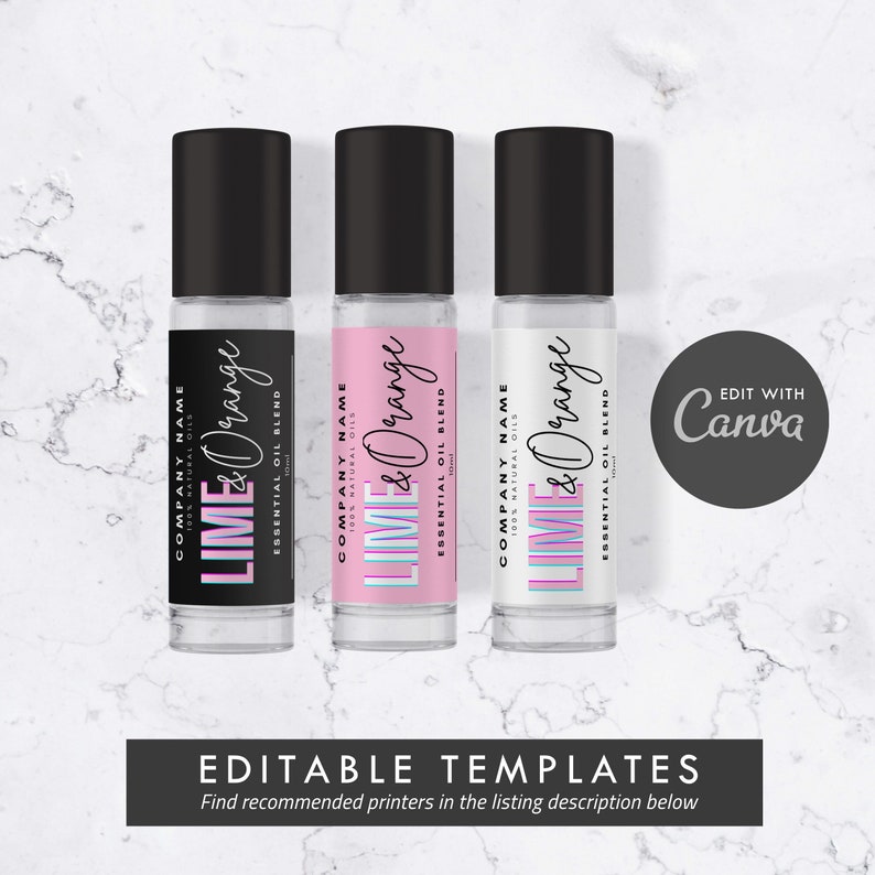 DIY Essentail Oil Labels Canva Roller Bottle Label Custom - Etsy