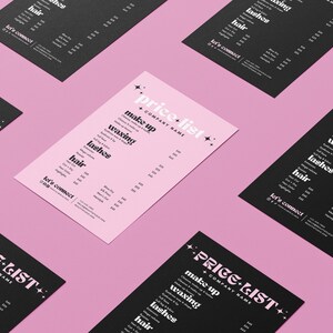 DIY Editable Price List Template, Printable Price Guide, Business ...