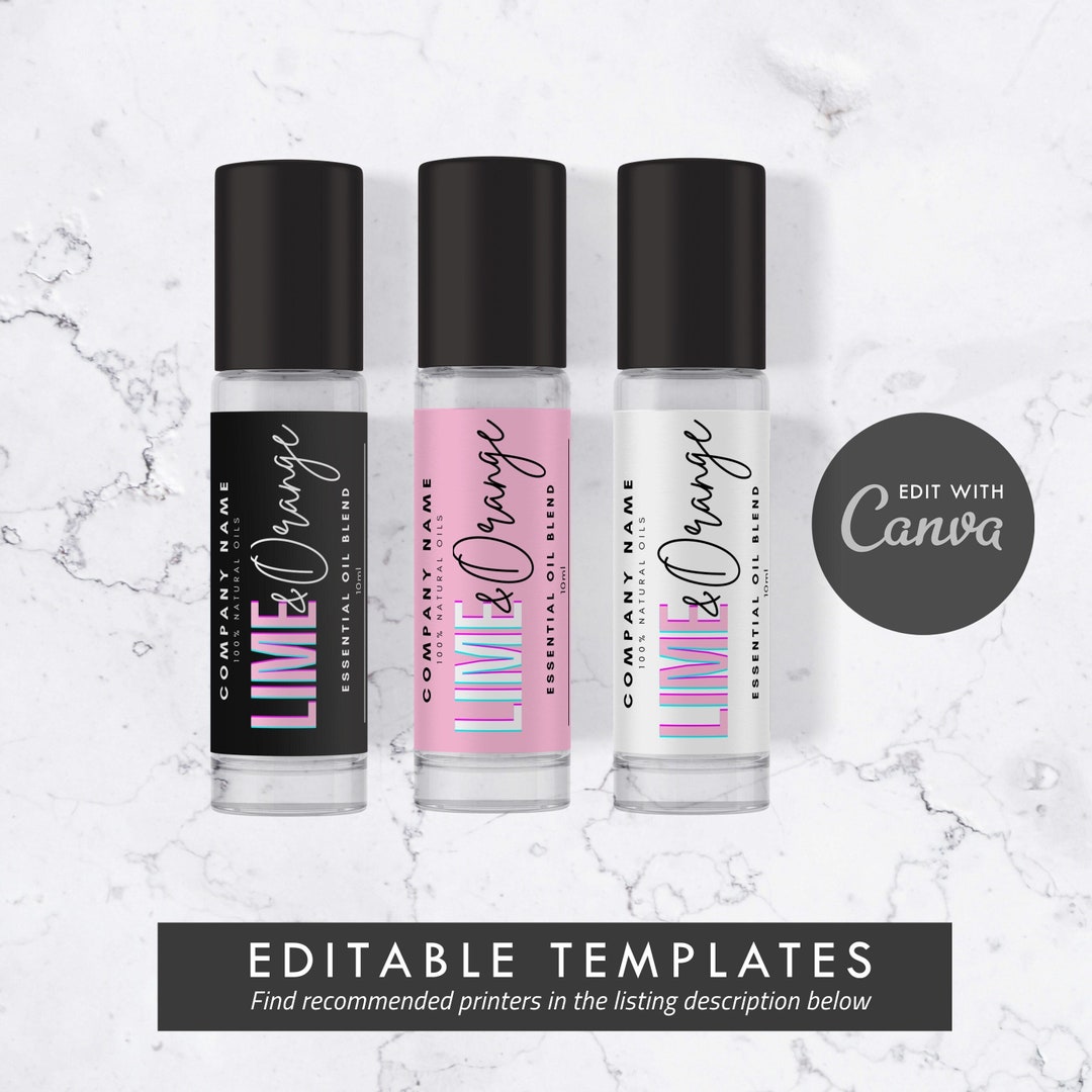 DIY Essentail Oil Labels, Canva Roller Bottle Label, Custom Oil Label ...