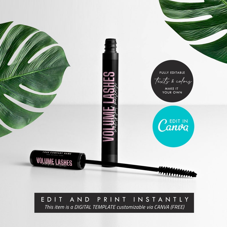 Editable Mascara Label Template Minimalist Lip Gloss Tube - Etsy