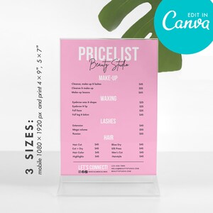 DIY Digital Price List Set, Canva Editable Template, DIY Price List ...