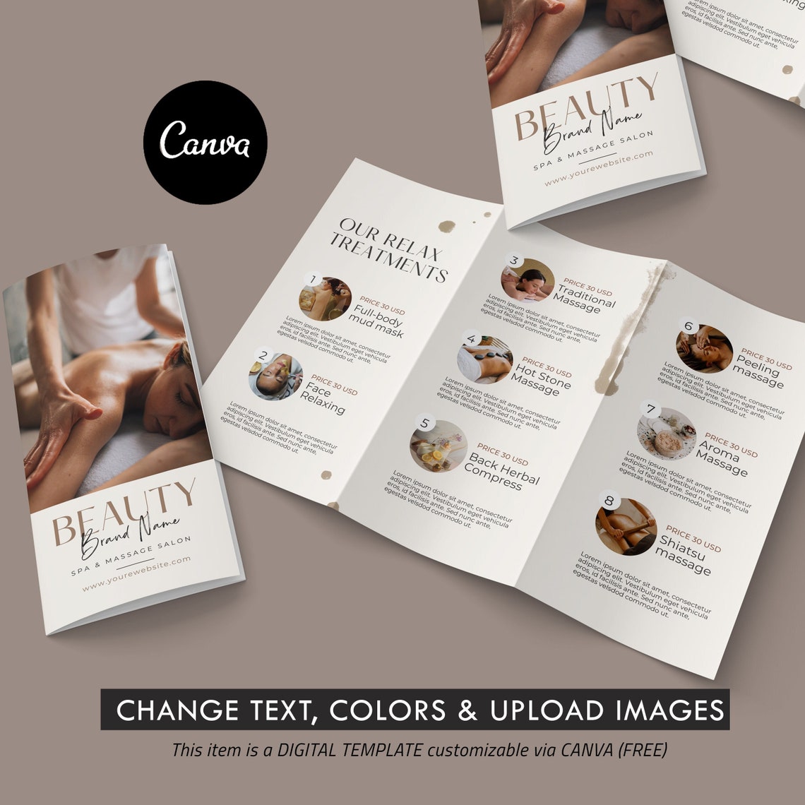 Stylish Trifold Brochure Template Design DIY Editable Beauty - Etsy