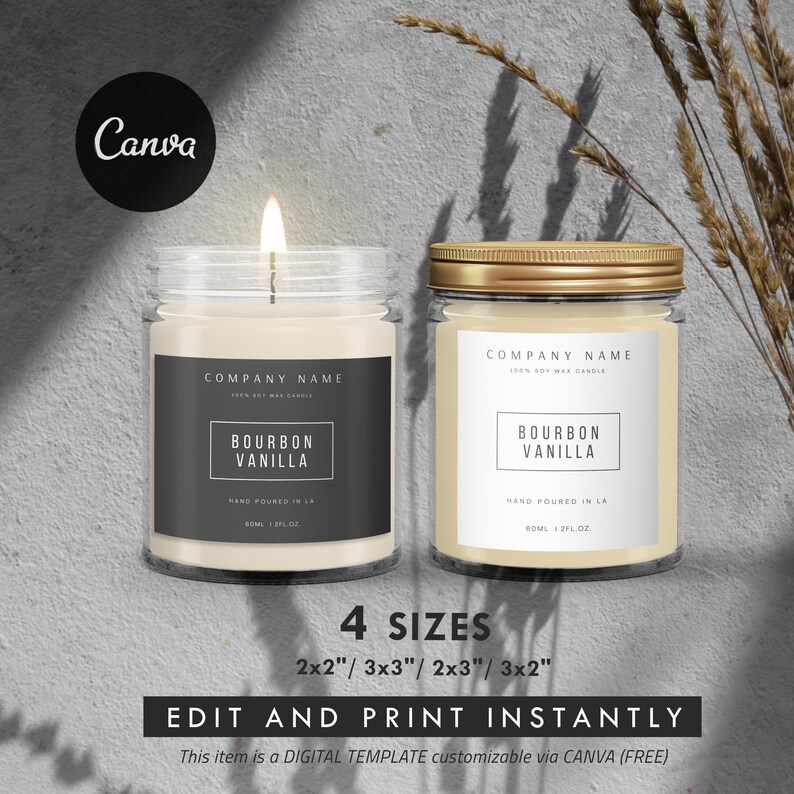 Editable Canva Label Templates DIY Candle Printable Label - Etsy