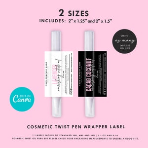 DIY Cuticle Oil Pen Label Template, Editable CANVA Cosmetic Twist Tube ...