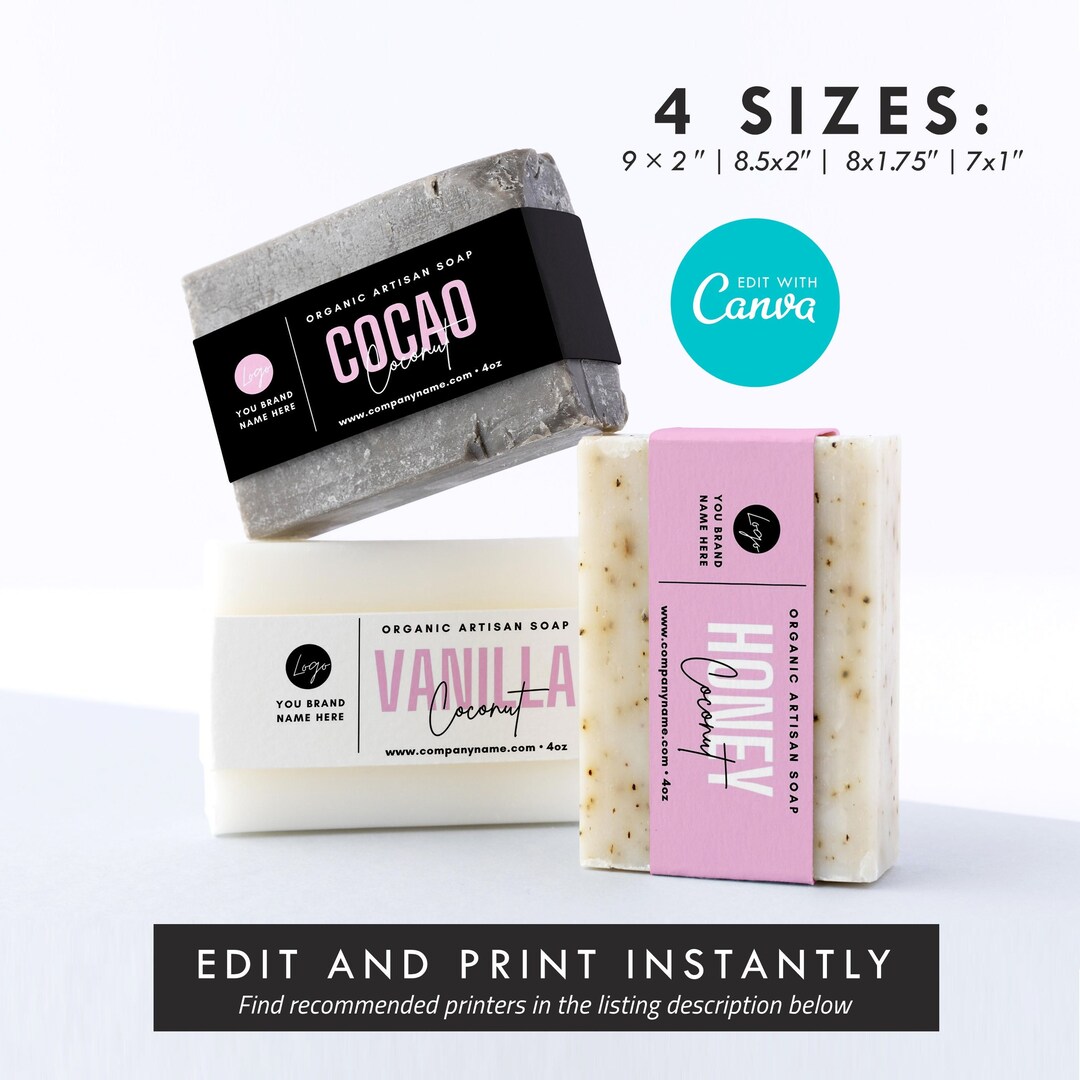 DIY Editable Soap Label Template, Custom Wrap Soap Band Label Design ...