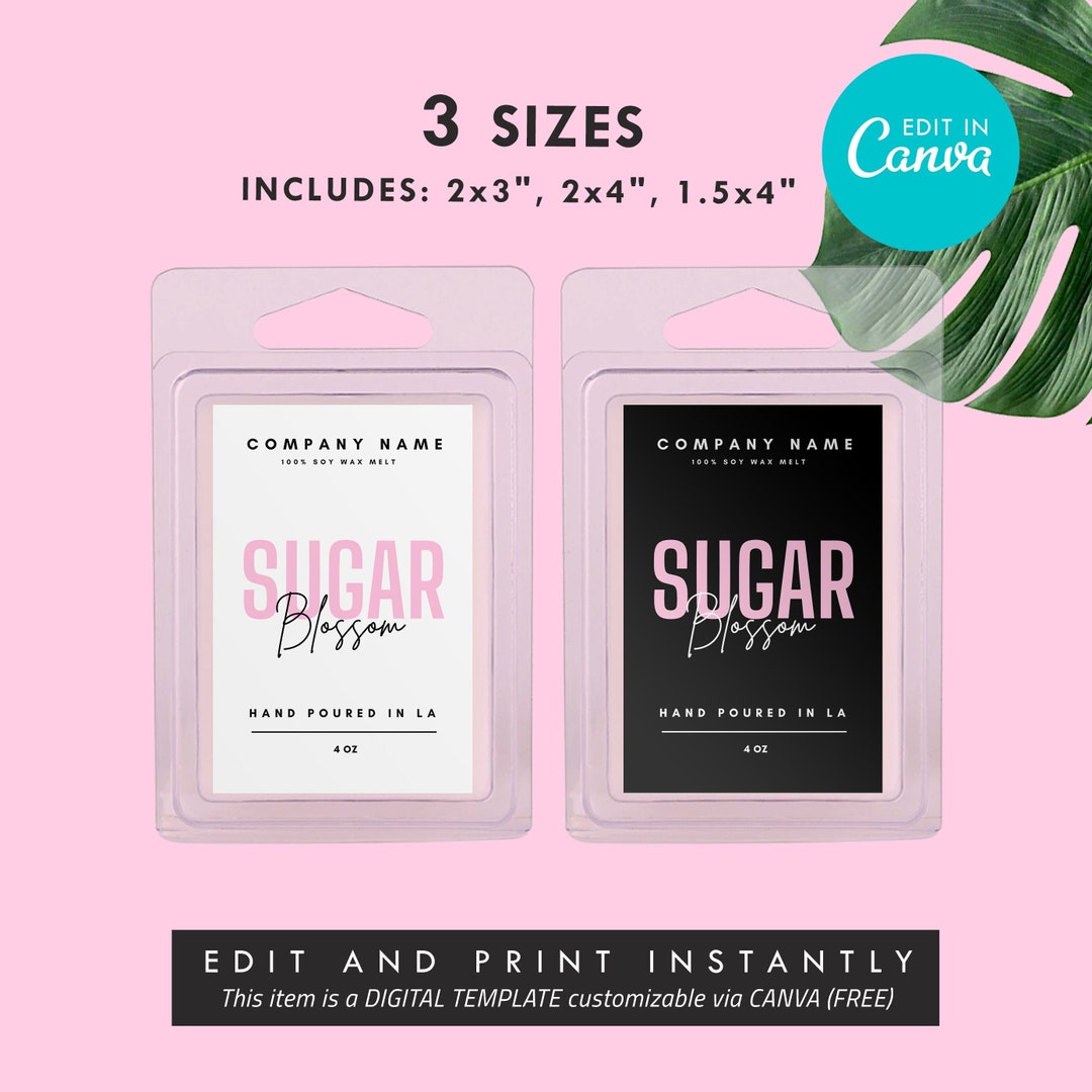 DIY Wax Melt Label Template Canva, Editable Snap-bar Clamshell Label ...