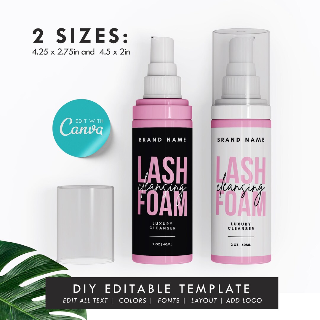 Eyelash Foam Cleanser, DIY Lash Bath Label Template, Shampoo Bottle ...