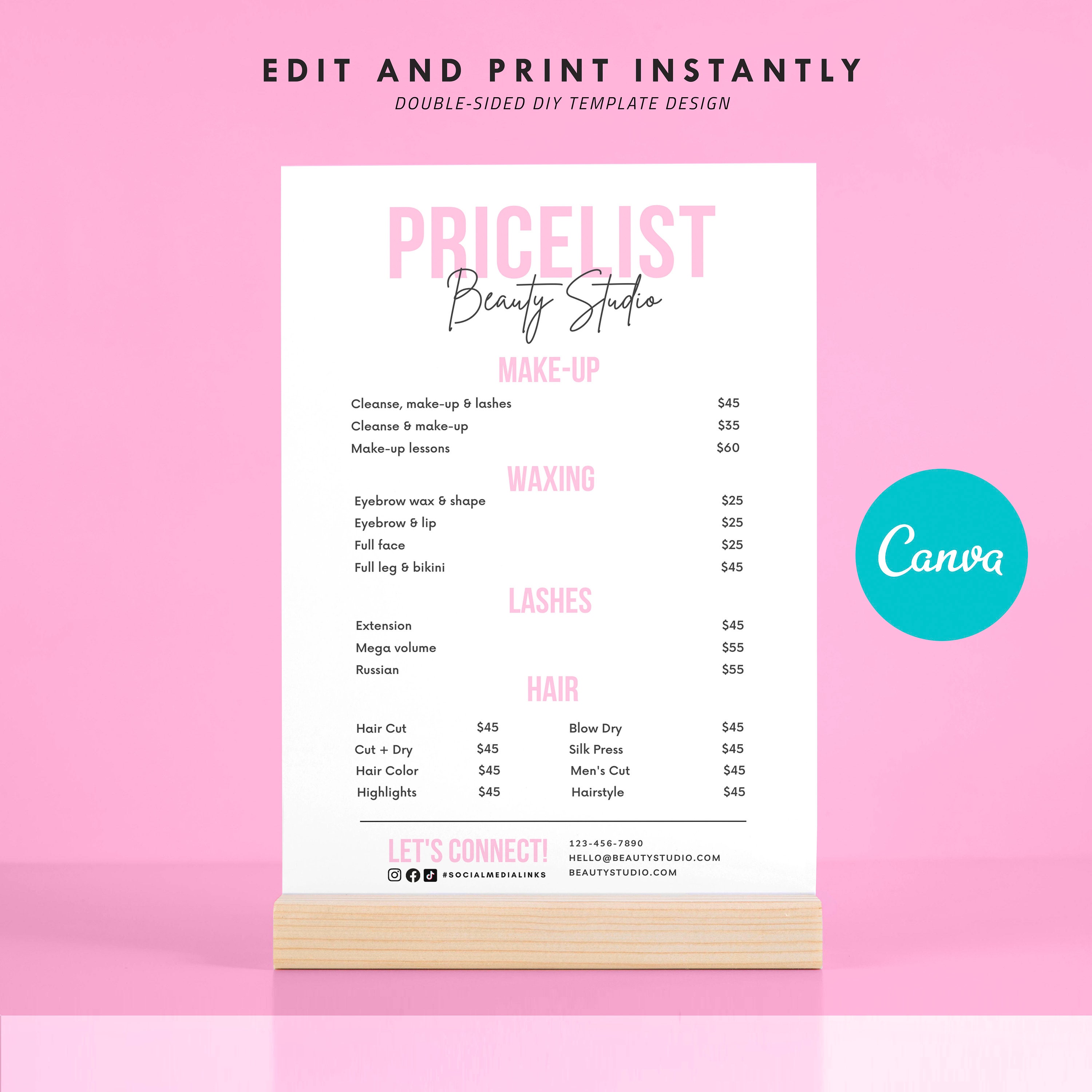 DIY Digital Price List Set, Canva Editable Template, DIY Price List ...