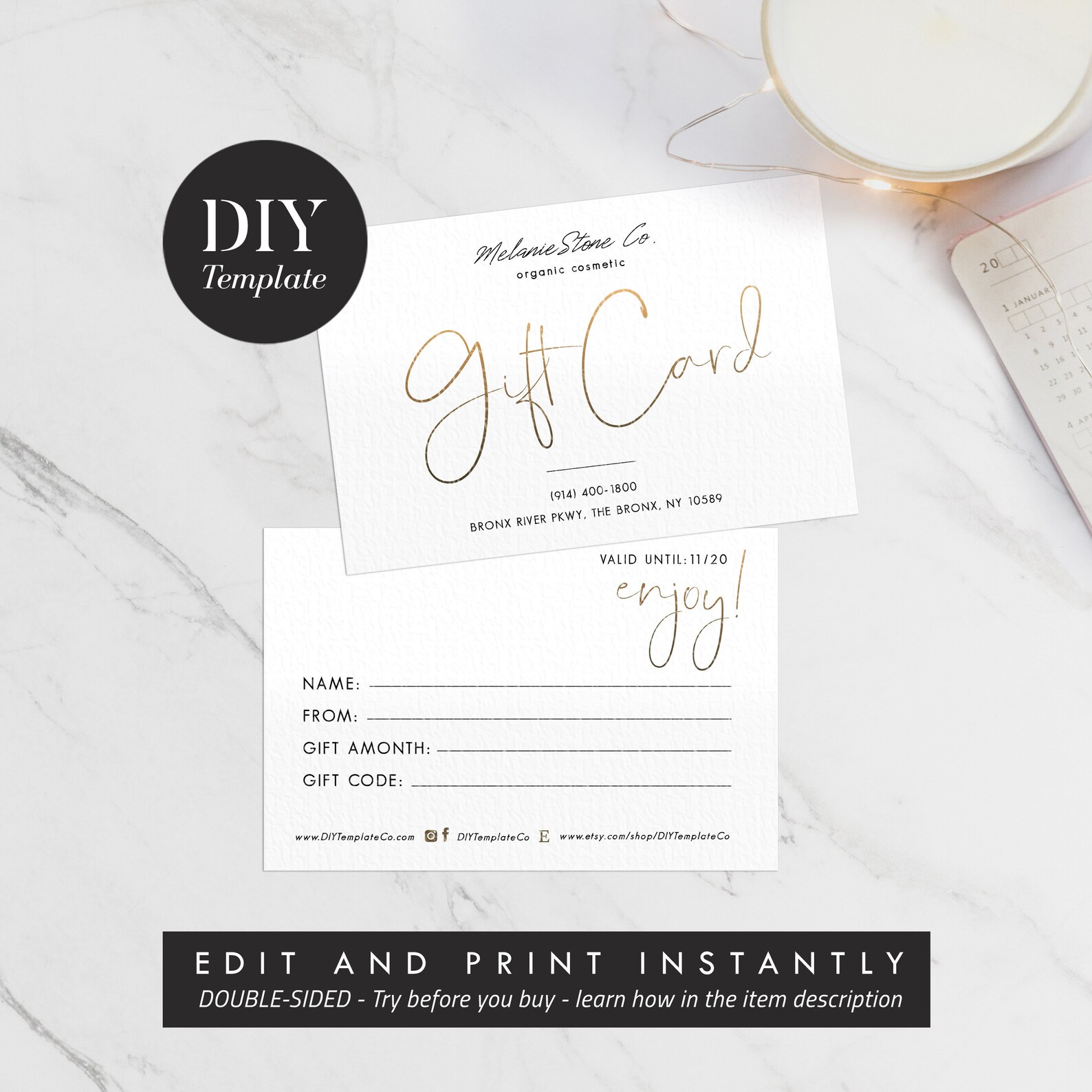 Editable Gift Certificate Printable Gift Card Template - Etsy UK