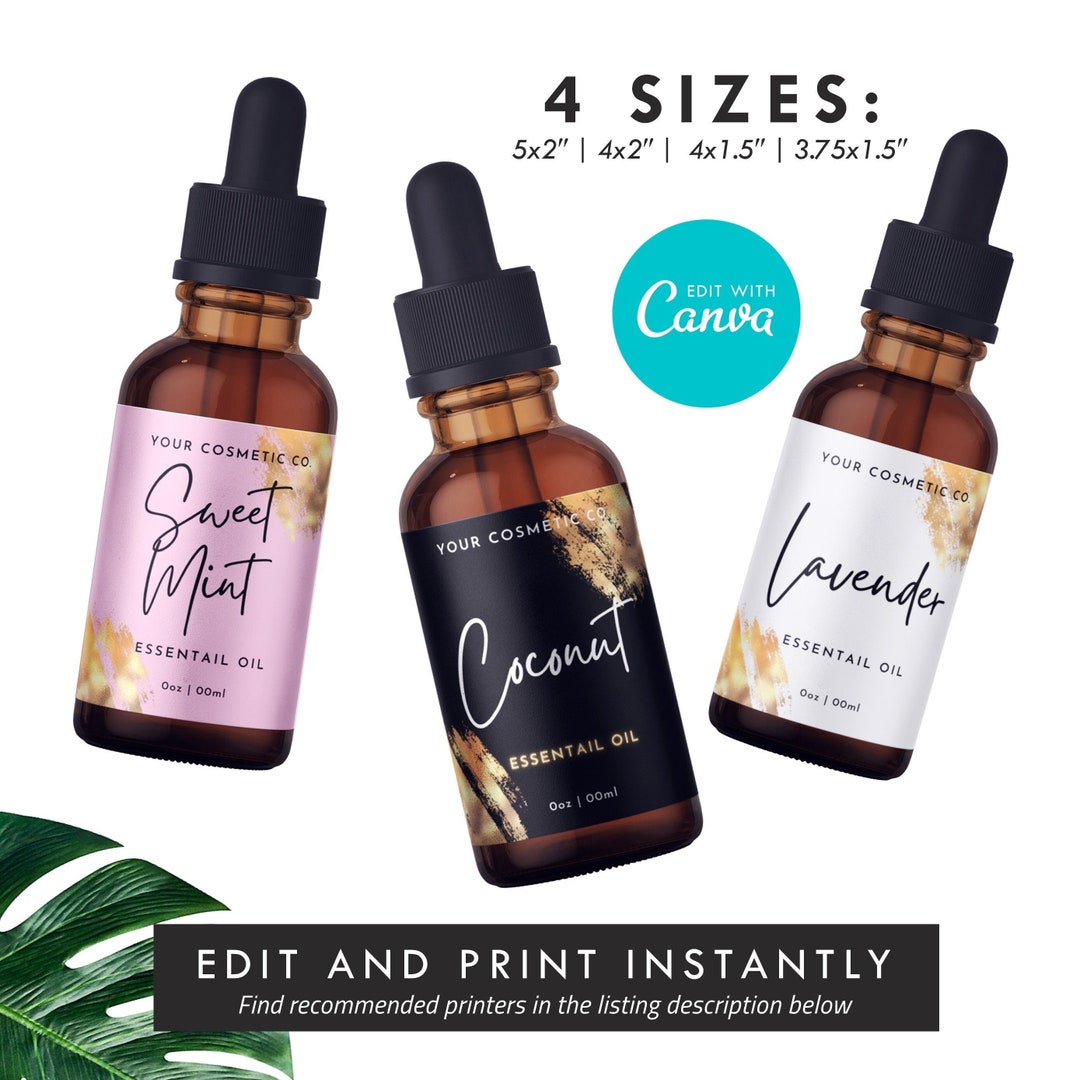 DIY Editable Dropper Bottle Label, Boston Round Bottle Essential Oil ...