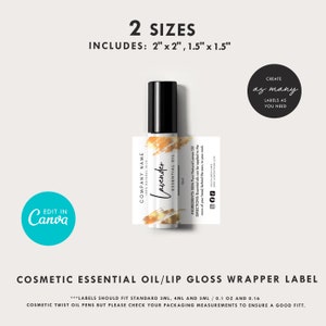 DIY Essentail Oil Labels, Canva Roller Bottle Label, Custom Roll on Oil ...