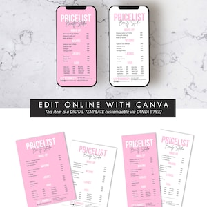 DIY Digital Price List Set, Canva Editable Template, DIY Price List ...