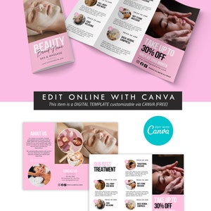 Canva DIY Trifold Brochure Template, Editable Beauty Pink Style Salon ...