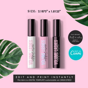 Editable Mascara Label Template, Minimalist Lip Gloss Tube Label, 10ml ...