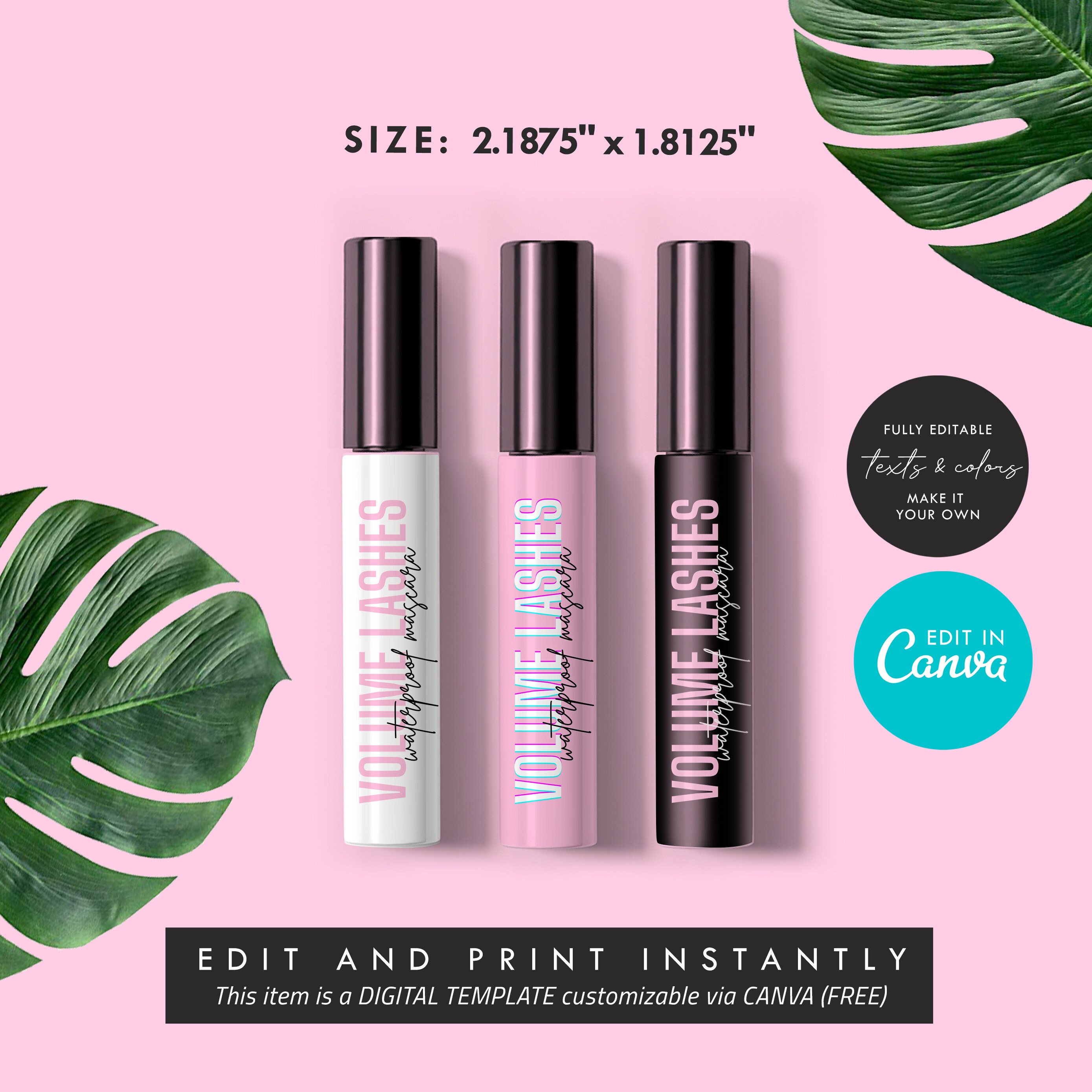 Editable Mascara Label Template, Minimalist Lip Gloss Tube Label, 10ml ...