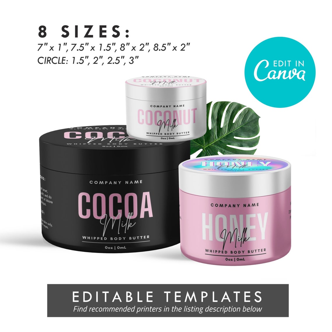 Body Product Jar Label DIY Wrap Around Label Lid Labels - Etsy