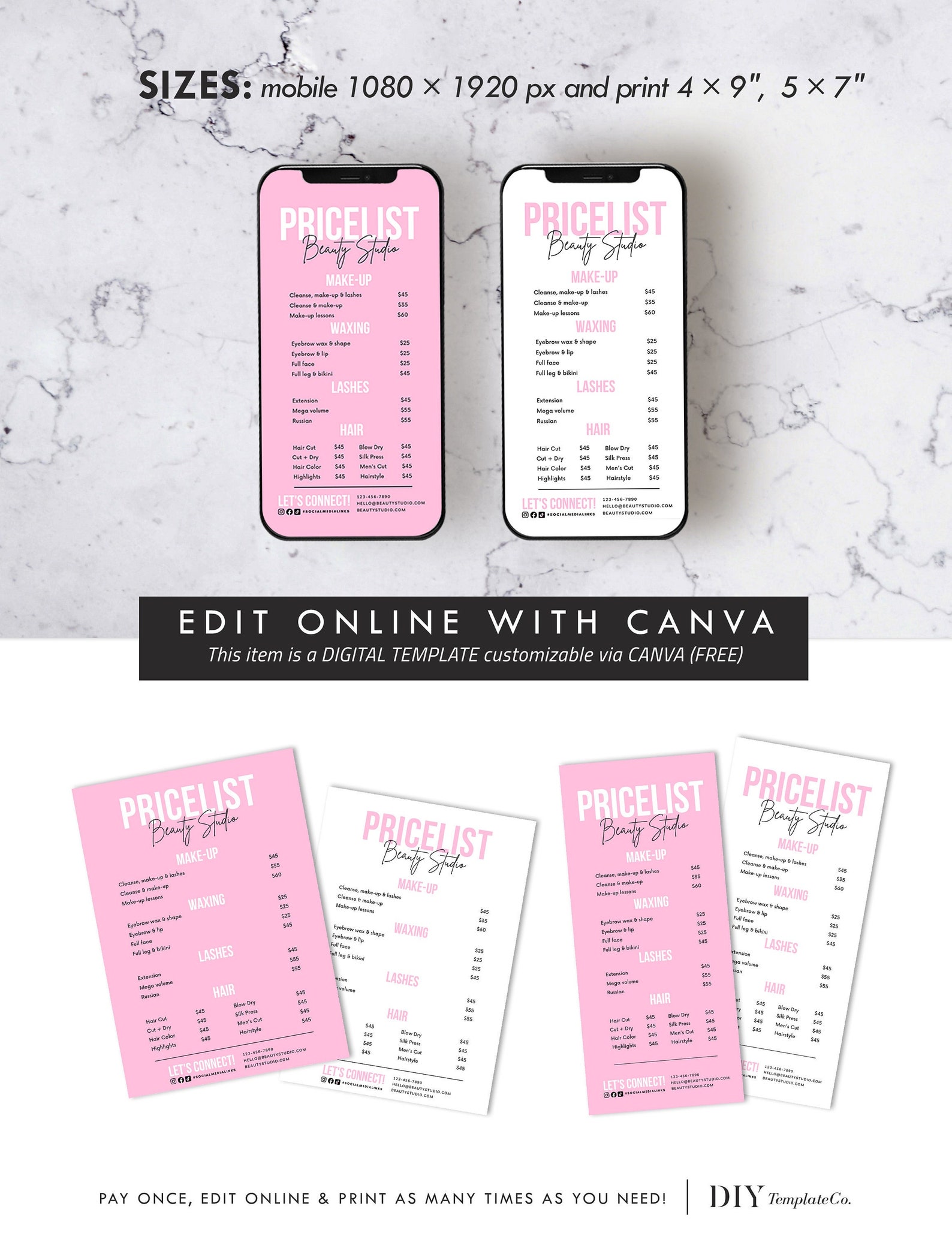 Canva DIY Price List, Electronic Price List Template, Editable DIY ...