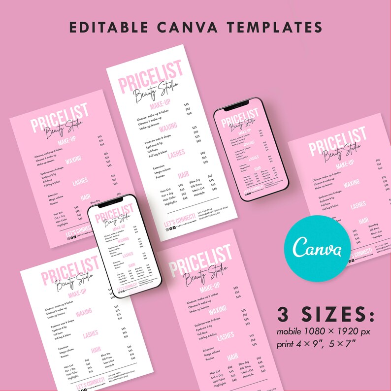 Canva DIY Price List, Electronic Price List Template, Editable DIY ...