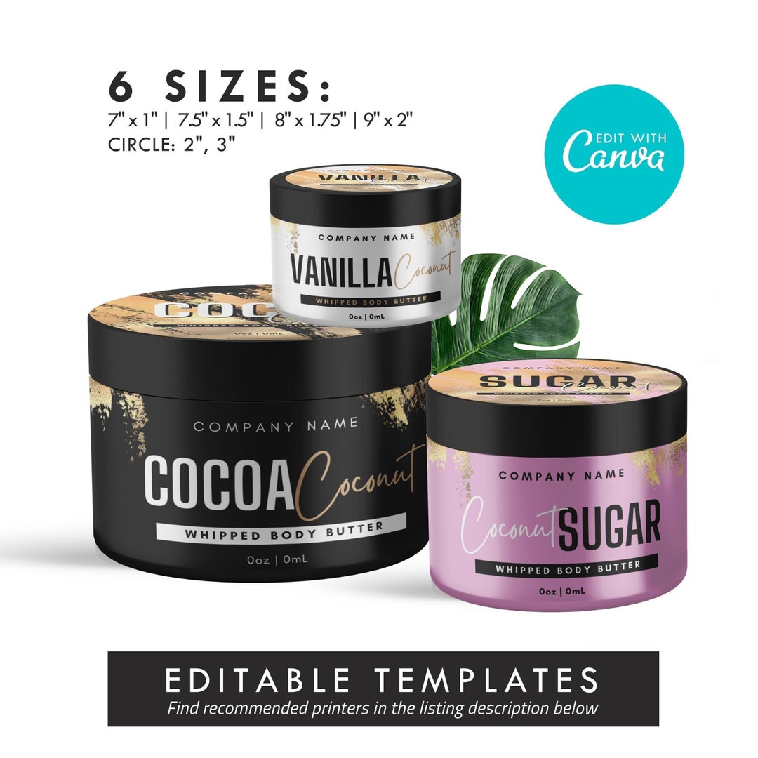 Editable Product Label Template, DIY Wrap Around Jar + Lid Label, CANVA ...