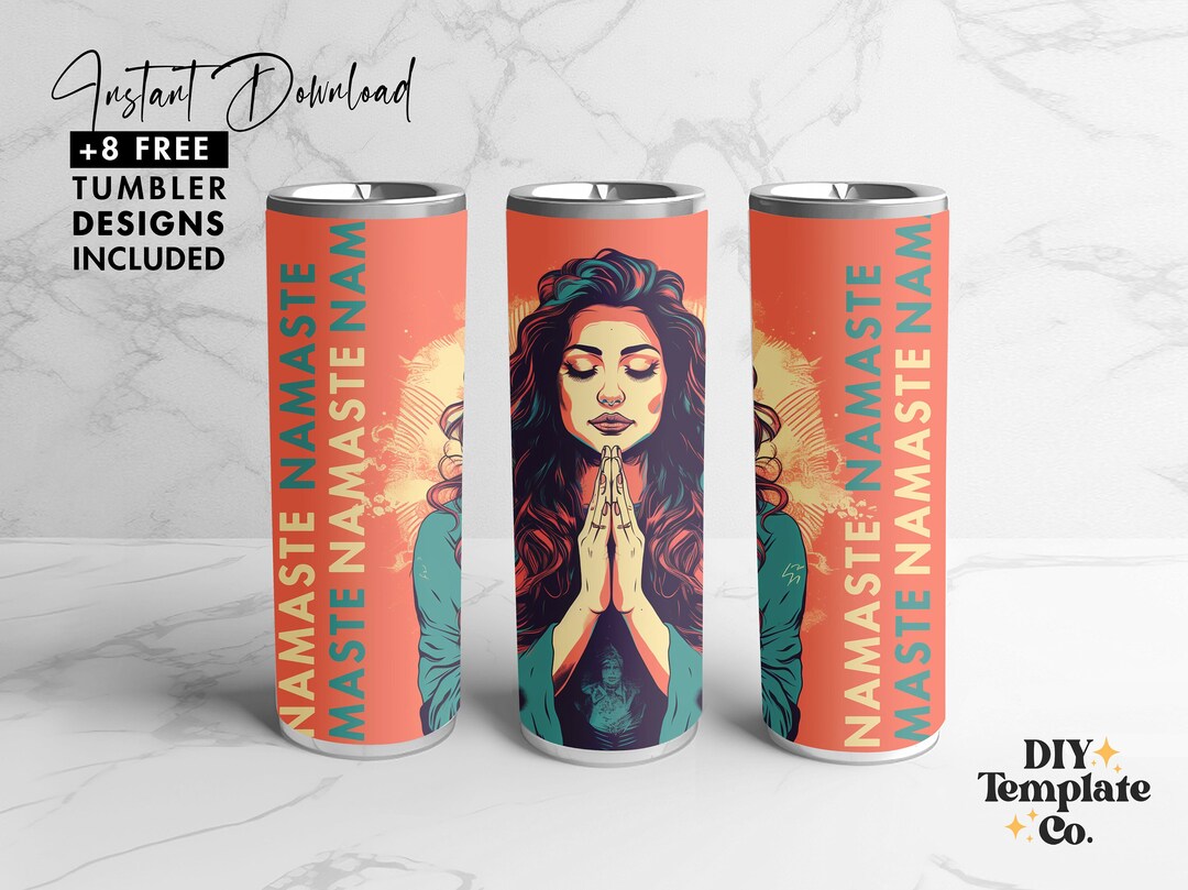 Namaste DIY 20oz Skinny Tumbler Sublimation Design, Printable Straight ...